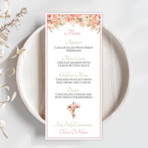 First Communion Editable Menu Printable - Communion Party - You Edit ...