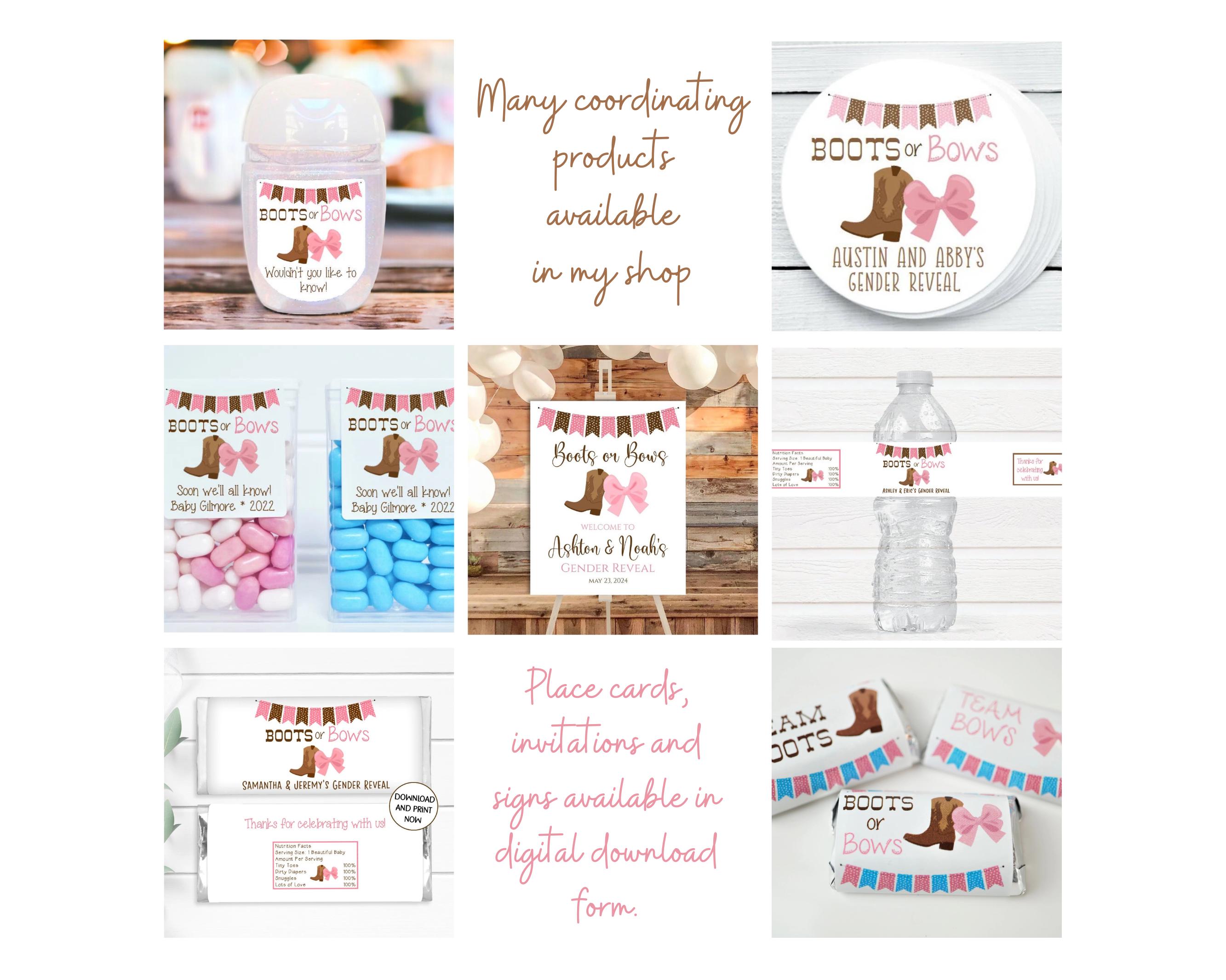 Boots or Bows Gender Reveal Welcome Sign Printable - 6 Sizes Included ...