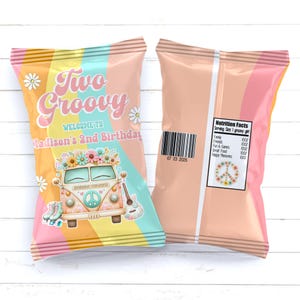 Two Groovy Theme Chip Bag Printable Favor Labels - Groovy Birthday ...
