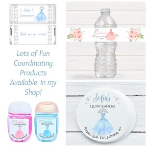 Personalized Quinceanera Full Size Candy Bar Labels, Quince Theme Party ...