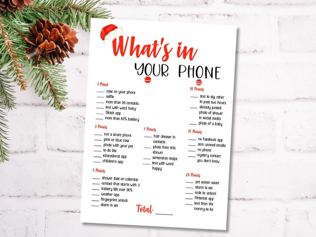 Santa Baby Christmas Shower Phone Game Printable, SBB802 - DIGITAL ...