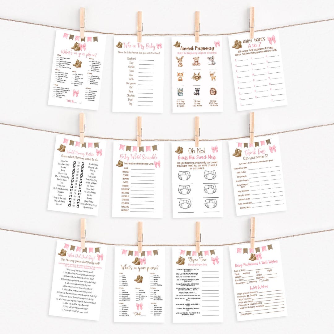 Printable Boots or Bows Games Bundle - DIGITAL DOWNLOAD ONLY - Gender ...