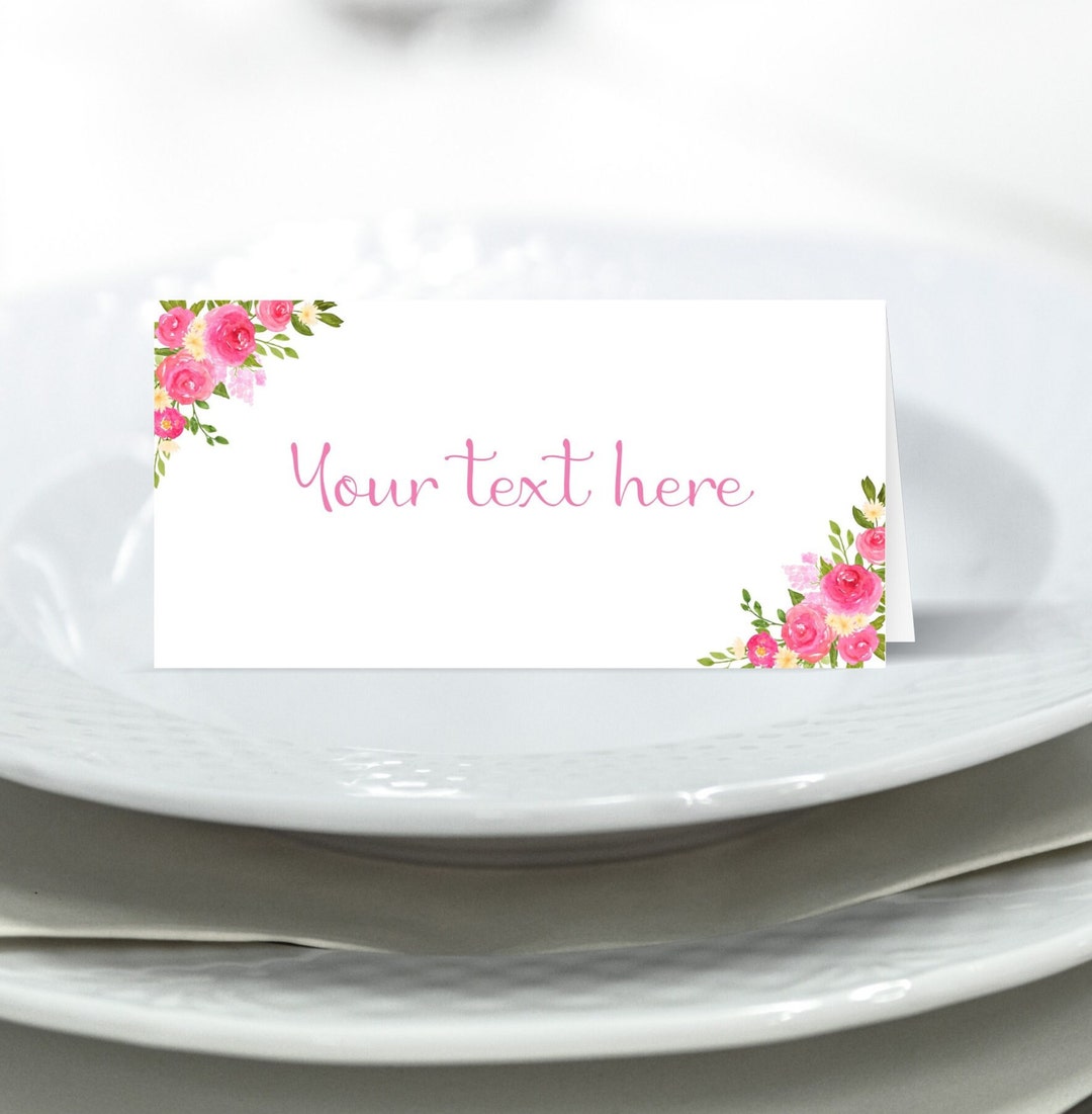 Pink Floral Communion Easter Wedding Baby Shower Table Tents or Place ...