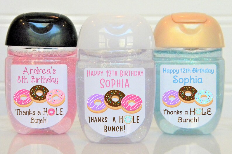 Personalized Glossy Donut Birthday Party Favor Labels | Etsy