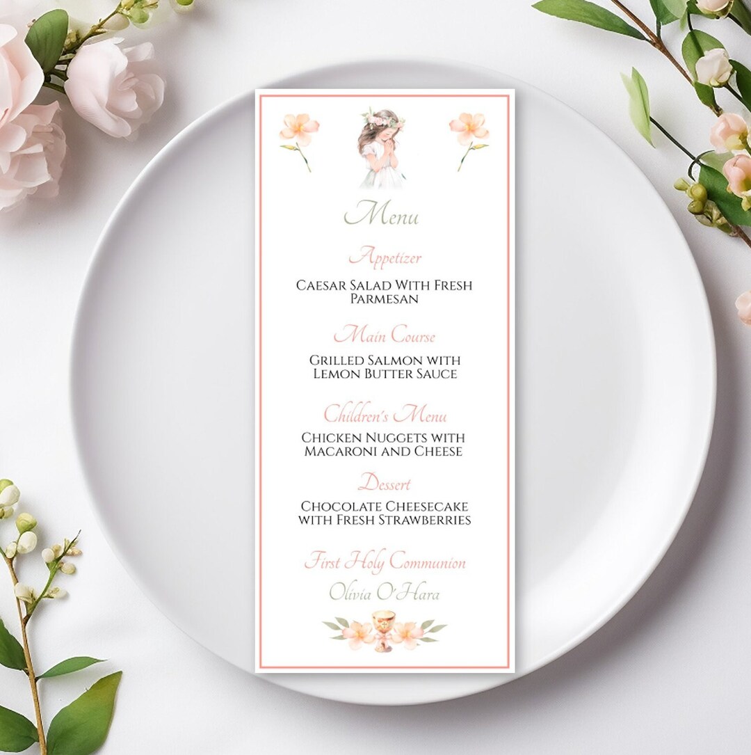 First Communion Editable Menu Printable - First Communion Party - You ...