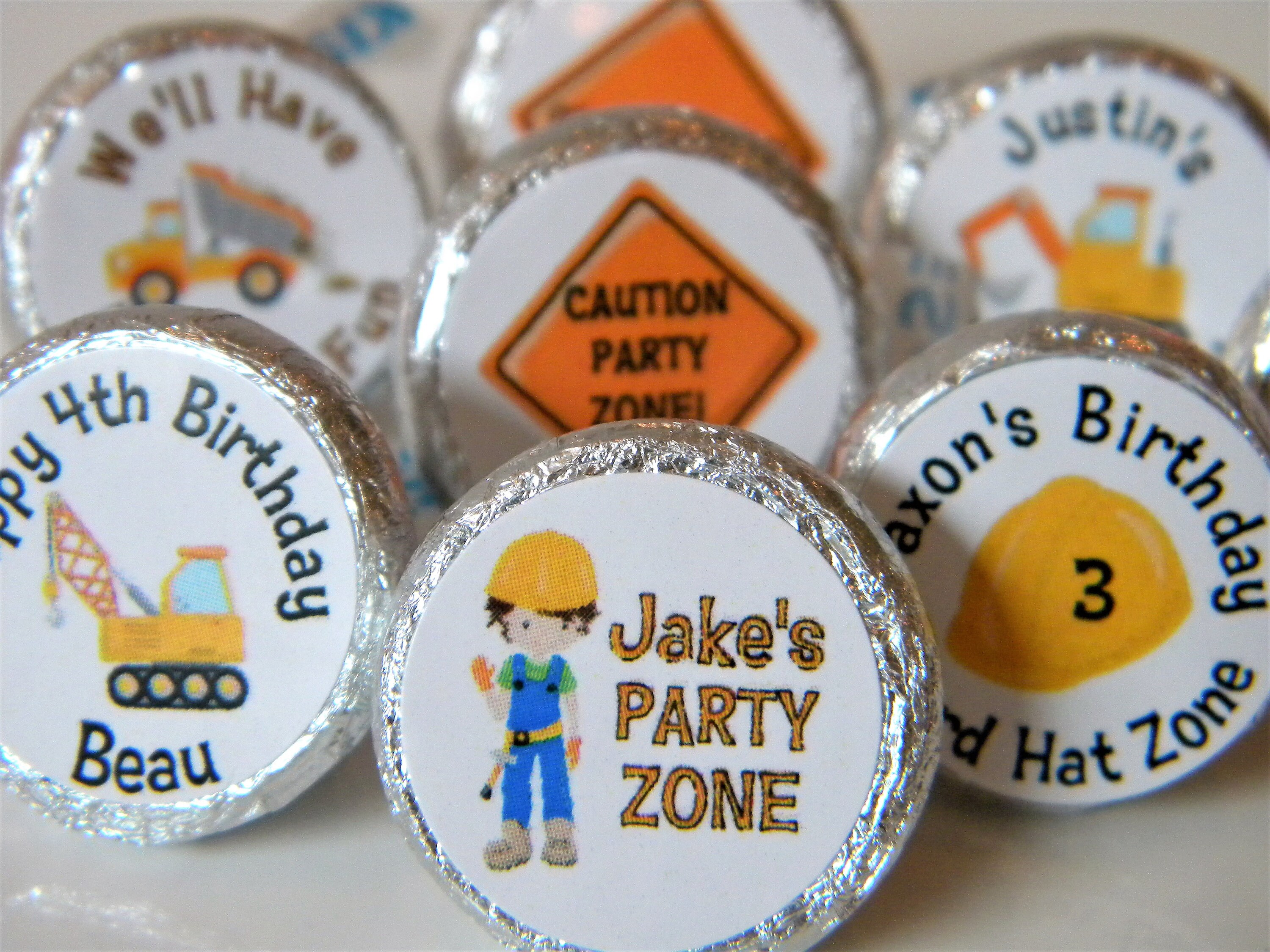 Personalized Glossy Construction Birthday Party Favor Labels | Etsy