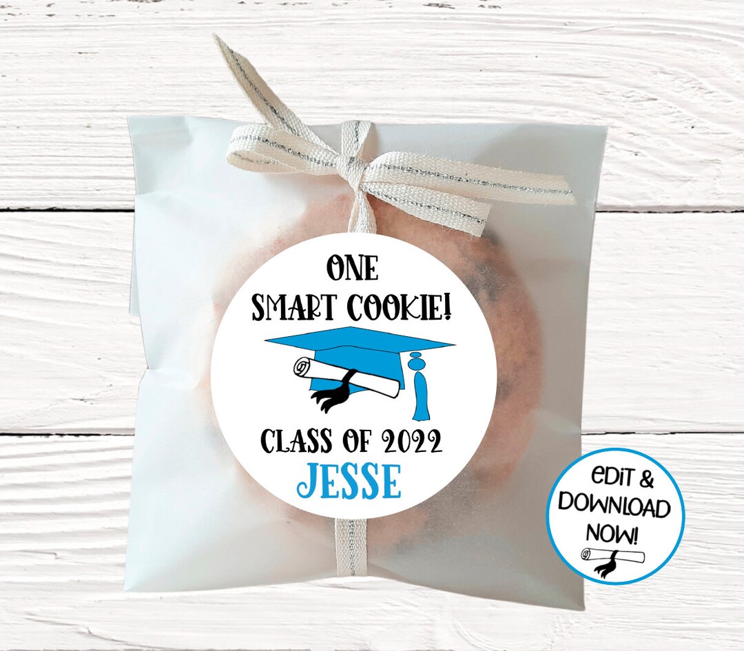 Personalized Graduation One Smart Cookie Favor Labels & Tags Printables ...