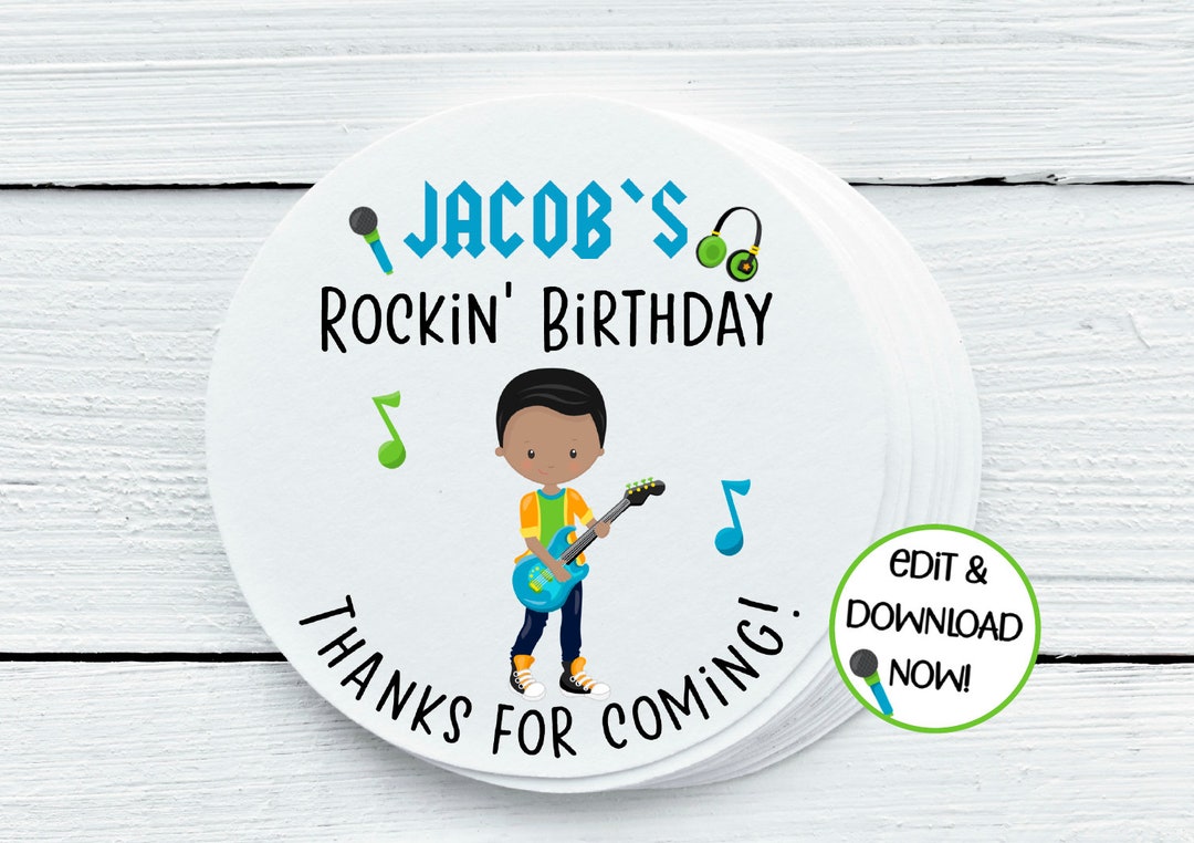 Personalized Rock Star Boy Party Printables, Rock Gift Tags - You Print ...