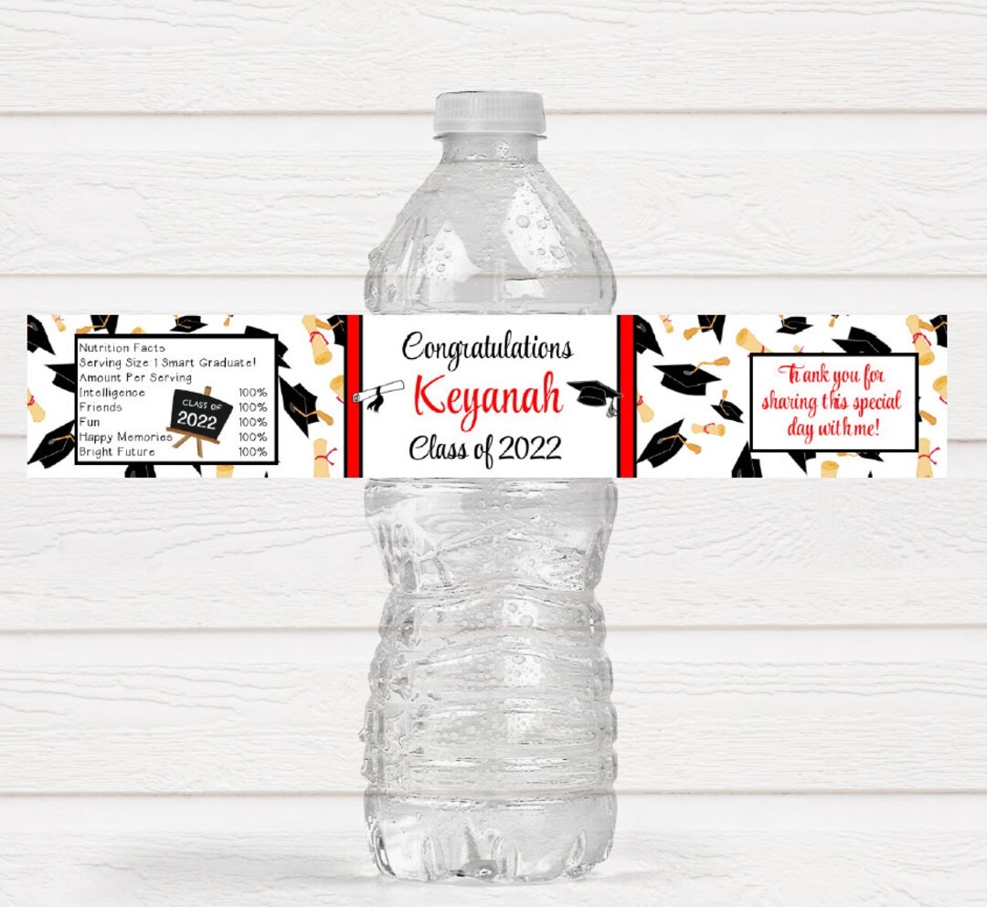 Personalized Graduation Party Water Bottle Labels - Many Color Choices ...