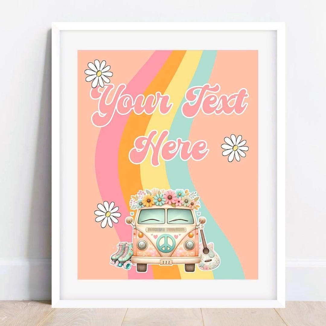 Two Groovy Theme Birthday Party Editable Sign Printable - You Edit ...