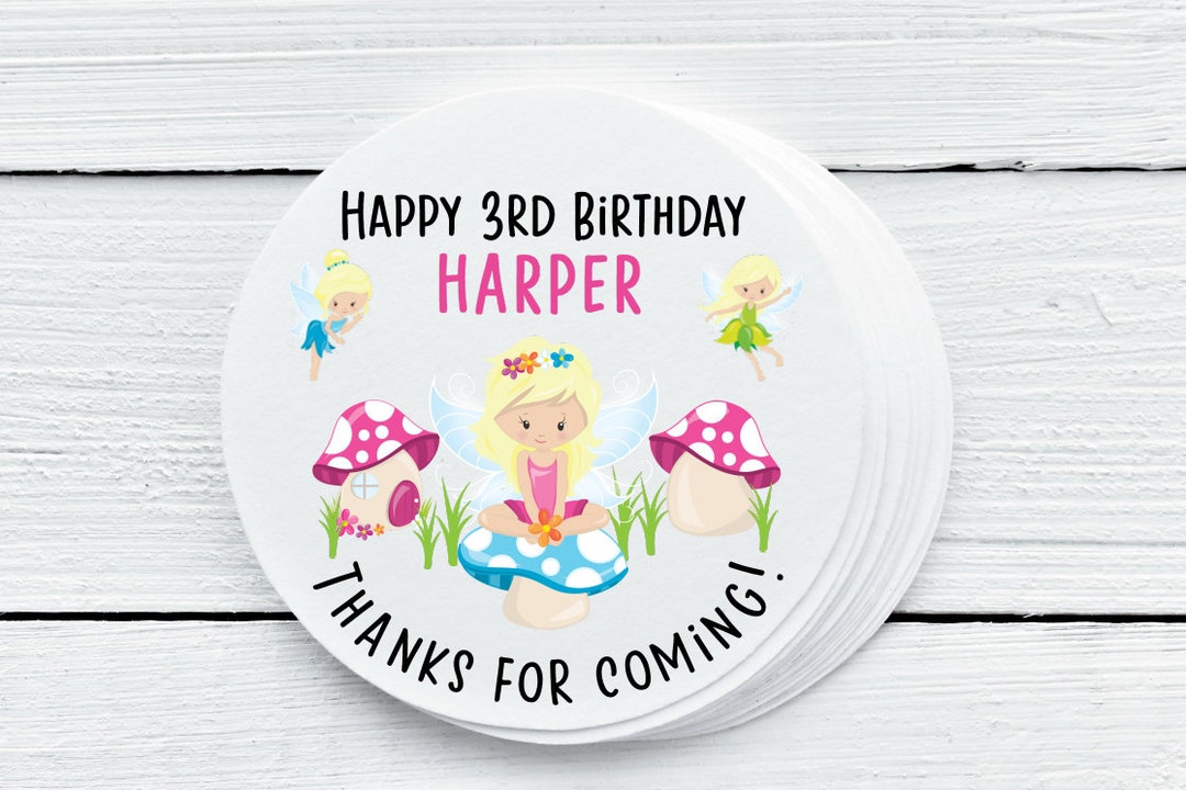 Personalized Glossy Fairy Favor Labels - Birthday Favor Labels - Gift ...