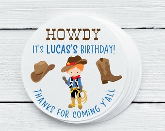 Personalized Glossy Western Theme Birthday Party Favor Labels - Etsy