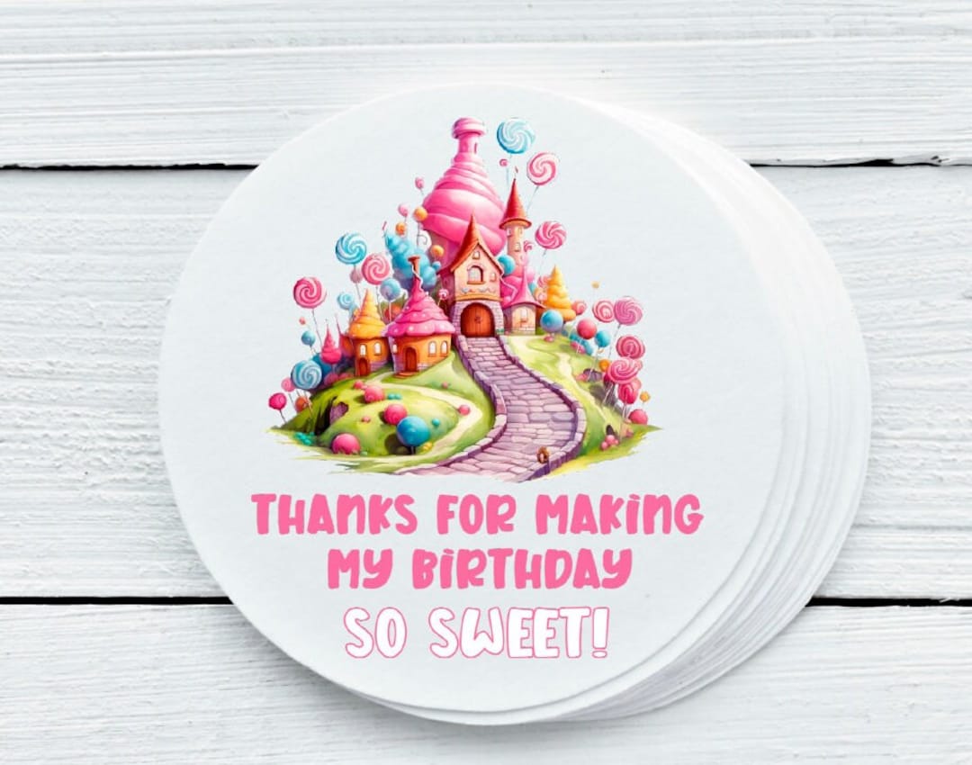 Personalized Glossy Candy Theme Birthday Party Favor Labels Candy Favor ...