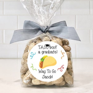 Personalized Glossy Taco Graduation Favor Labels - Taco Round Favor ...