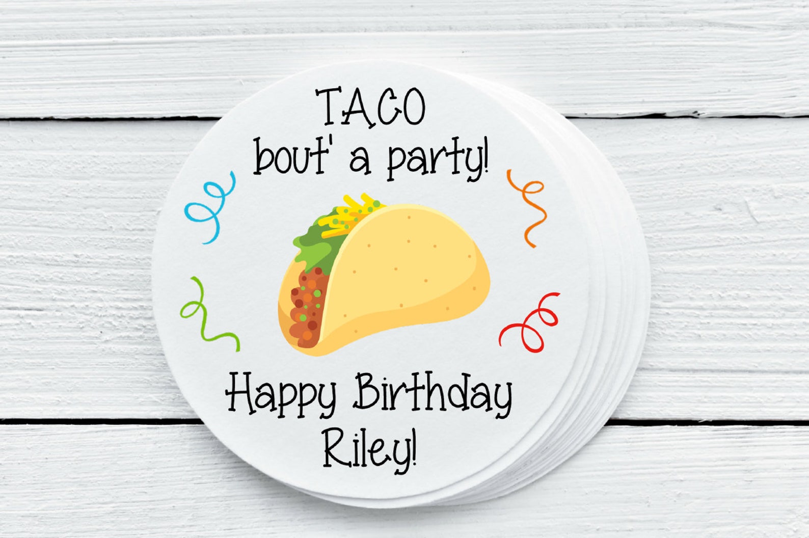 Personalized Glossy Taco Birthday Party Favor Labels Taco - Etsy