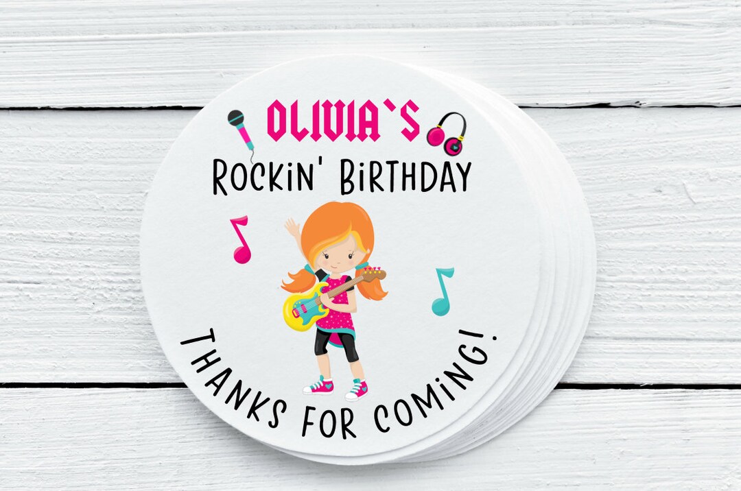 Personalized Glossy Rock Star Favor Labels - Musician Favor Labels ...