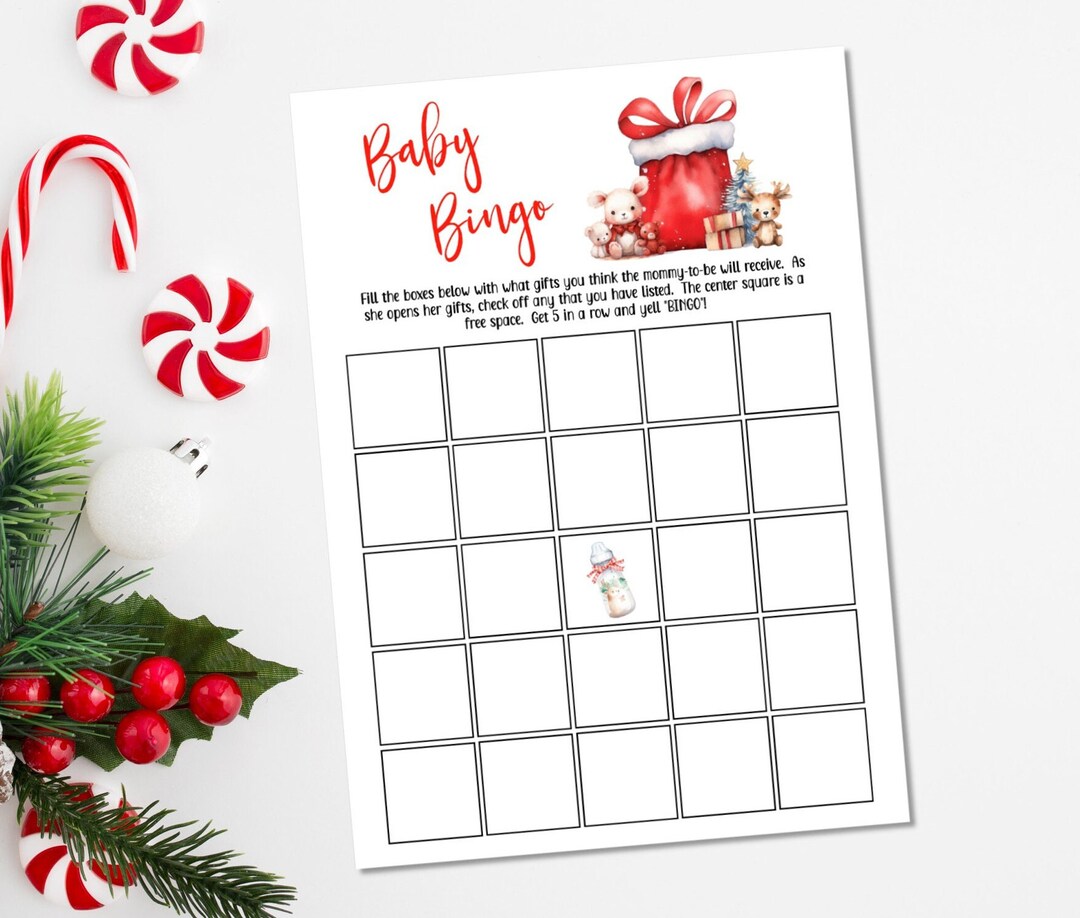 Bundle of Joy Christmas Baby Shower Theme Bingo Card Printables, BOJ670 ...