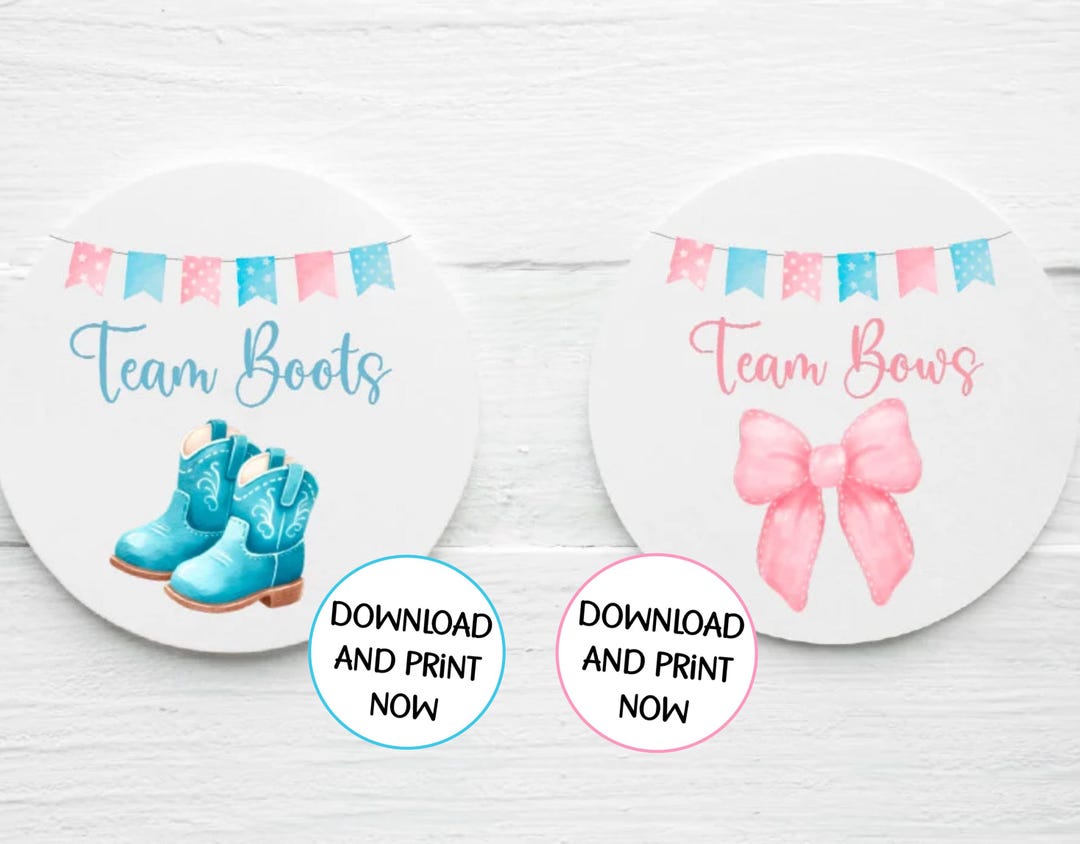 Personalized Glossy Team Boots or Bows Gender Reveal Favor Labels - You ...