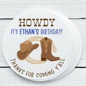 Personalized Glossy Western Theme Birthday Party Favor Labels Cowboy ...