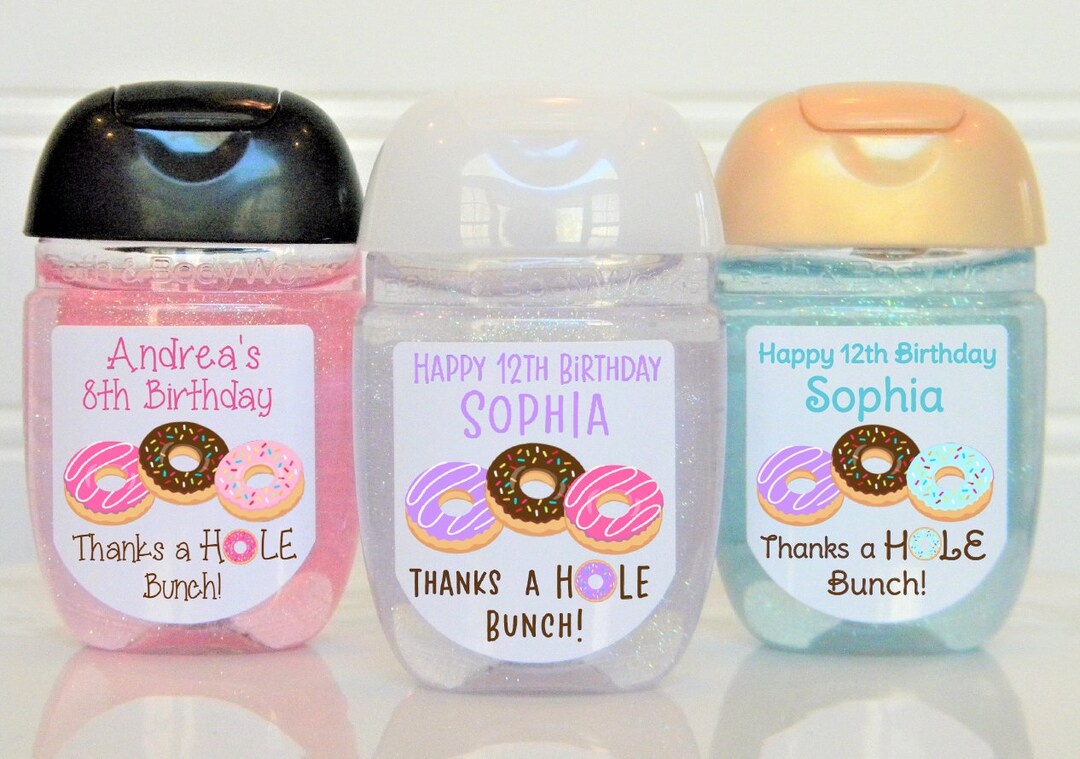 Personalized Donut Birthday Party Favor Labels - Donut Party - DON101 ...