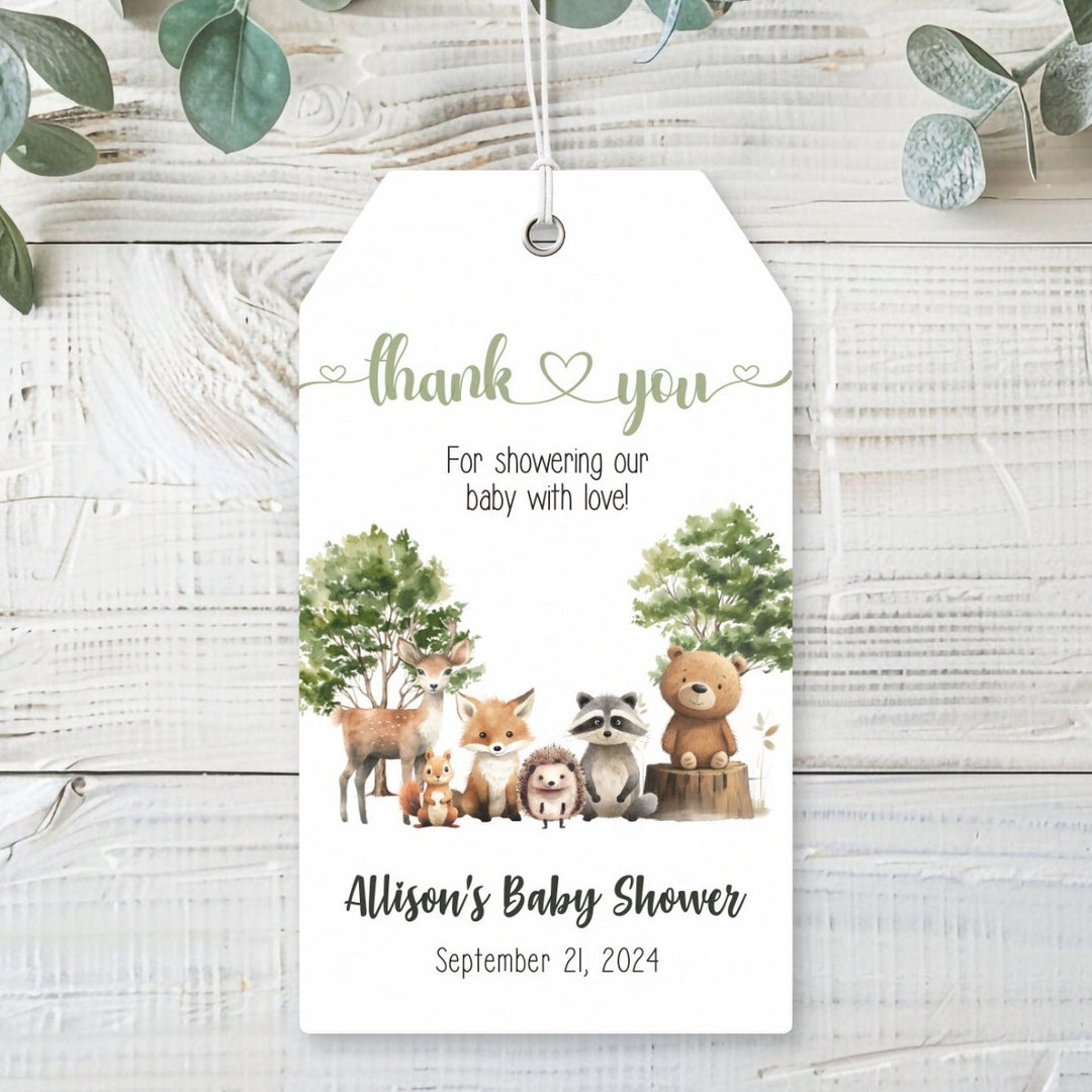 Woodland Animals Hanging Gift Tag Baby Shower Printables, Shower Gift ...