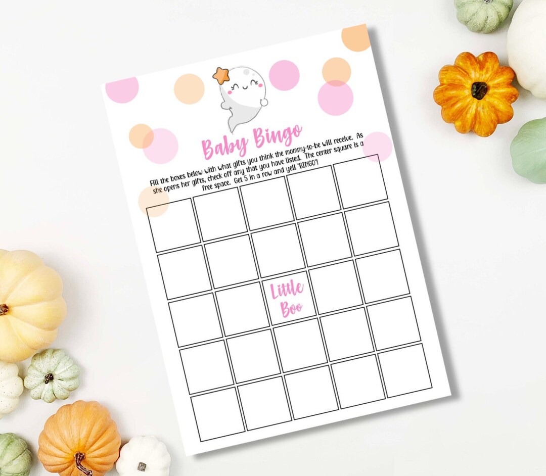A Little Boo Ghost Theme Halloween Theme Baby Shower Bingo Card ...