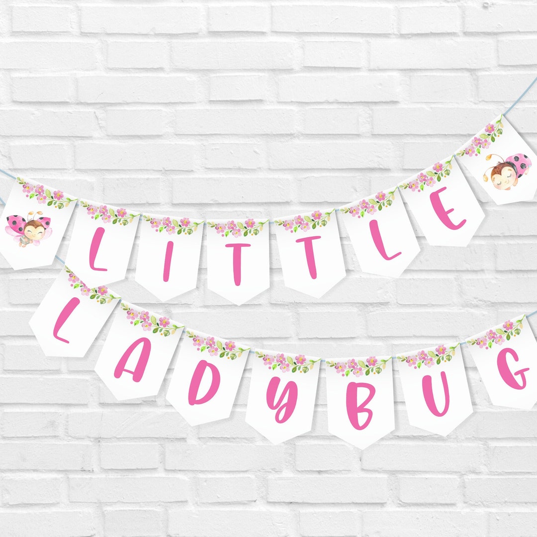Pink Ladybug Theme Girl Baby Shower Printable Party Banner - Little ...