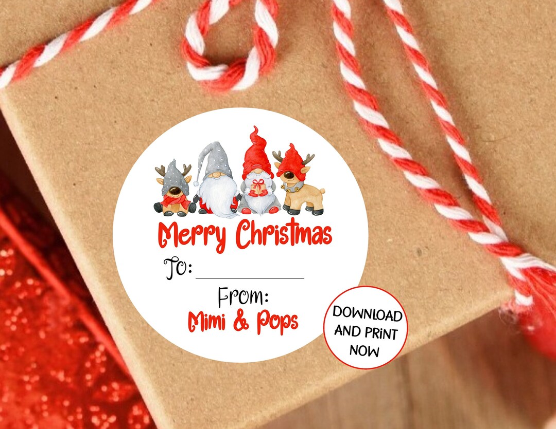Personalized Glossy Gnomes Christmas Favor Labels - You Print - DIGITAL ...