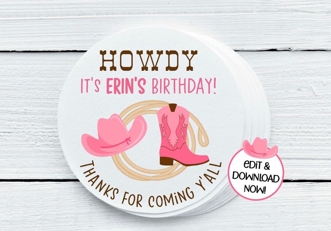 Western Cowgirl Theme Party Printables, Birthday Gift Tags - You Print ...