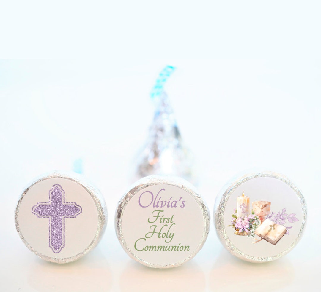 Personalized First Communion Chocolate Kiss Party Favor Stickers ...