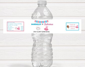 Baseball Gender Reveal Water Bottle Labels Template - Etsy