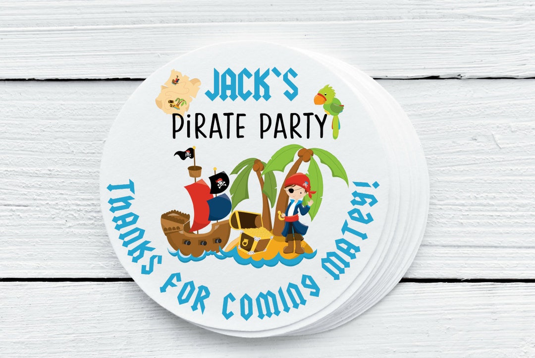 Personalized Glossy Pirate Favor Labels - Pirate Favor Labels - Gift ...