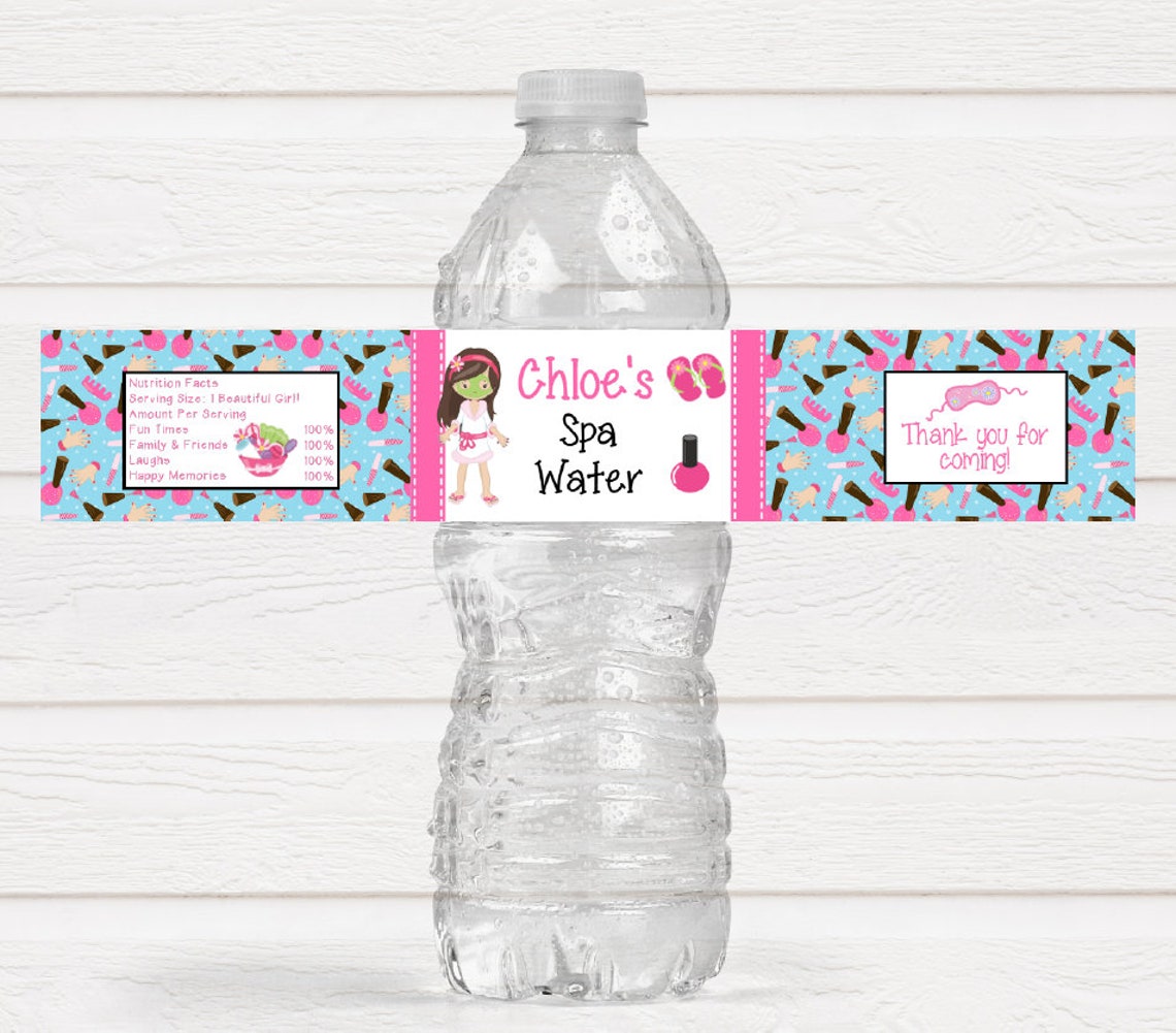 Spa Party Water Bottle Labels Spa Sleepover Water Bottles - Etsy UK