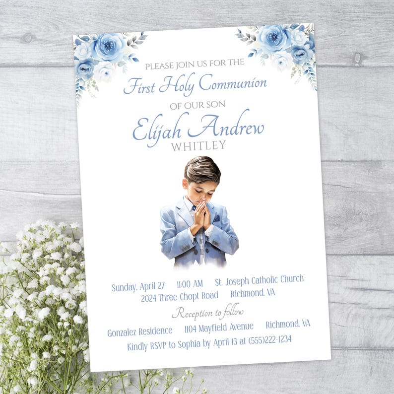 Personalized Boy First Communion Printables, Communion Invitation - You ...