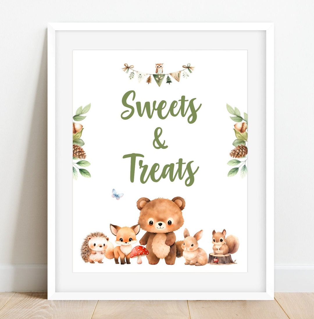 Woodland Animals Sweets and Treats Sign Printables, WAN725 - DIGITAL ...