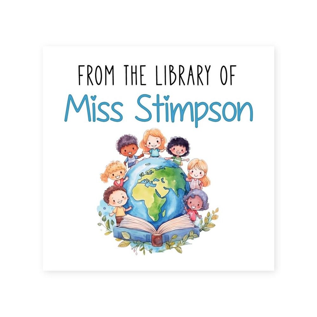 Teacher Children Theme Book Labels - 2 Sizes Available - Personalized ...