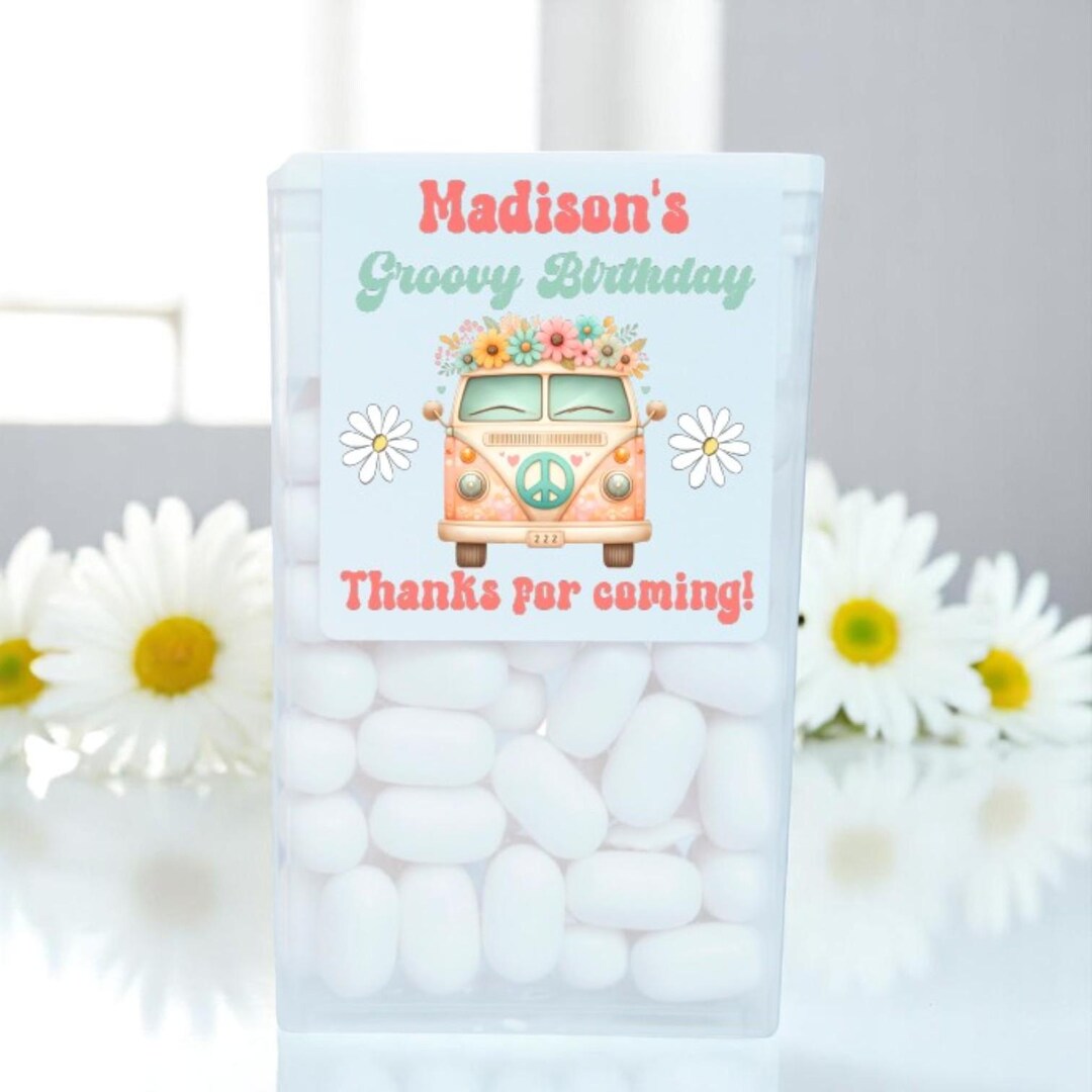 Personalized Two Groovy Retro Theme Tictac Birthday Party Favor Labels ...