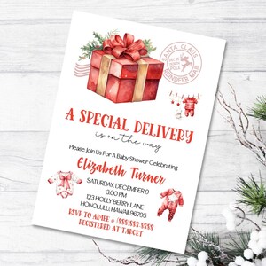 A Special Delivery Christmas Theme Baby Shower Invitation Winter Theme ...