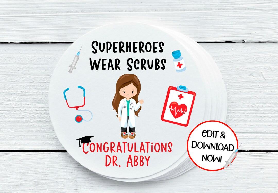 Medical Graduation Party Printables, Doctor Party Gift Tags - You Print ...