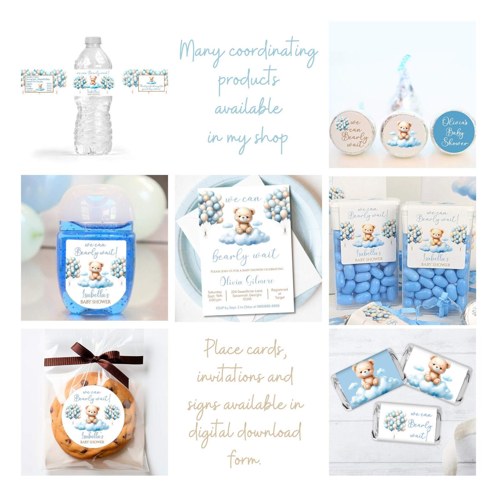 We Can Bearly Wait Theme Gender Reveal Baby Shower Invitation Boy ...