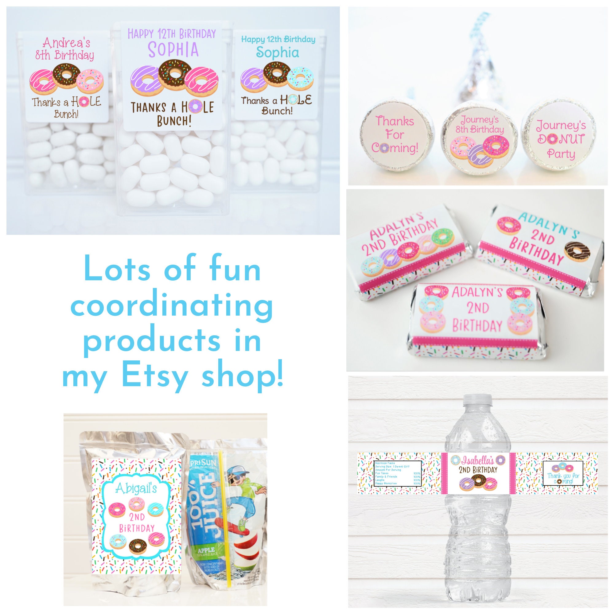 Personalized Donut Birthday Party Favor Labels Donut Party - Etsy