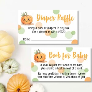 Little Pumpkin Diaper Raffle and Book for Baby Cards Printables, PUM685 ...