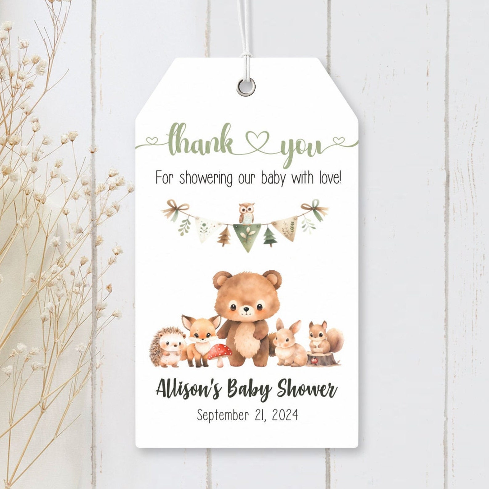 Woodland Animals Hanging Gift Tag Baby Shower Printables, Shower Gift ...