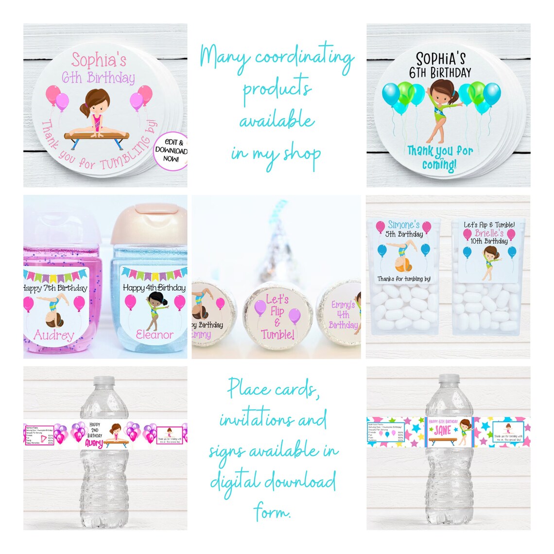 Personalized Glossy Gymnastics Favor Labels - Gymnast Favor Labels ...