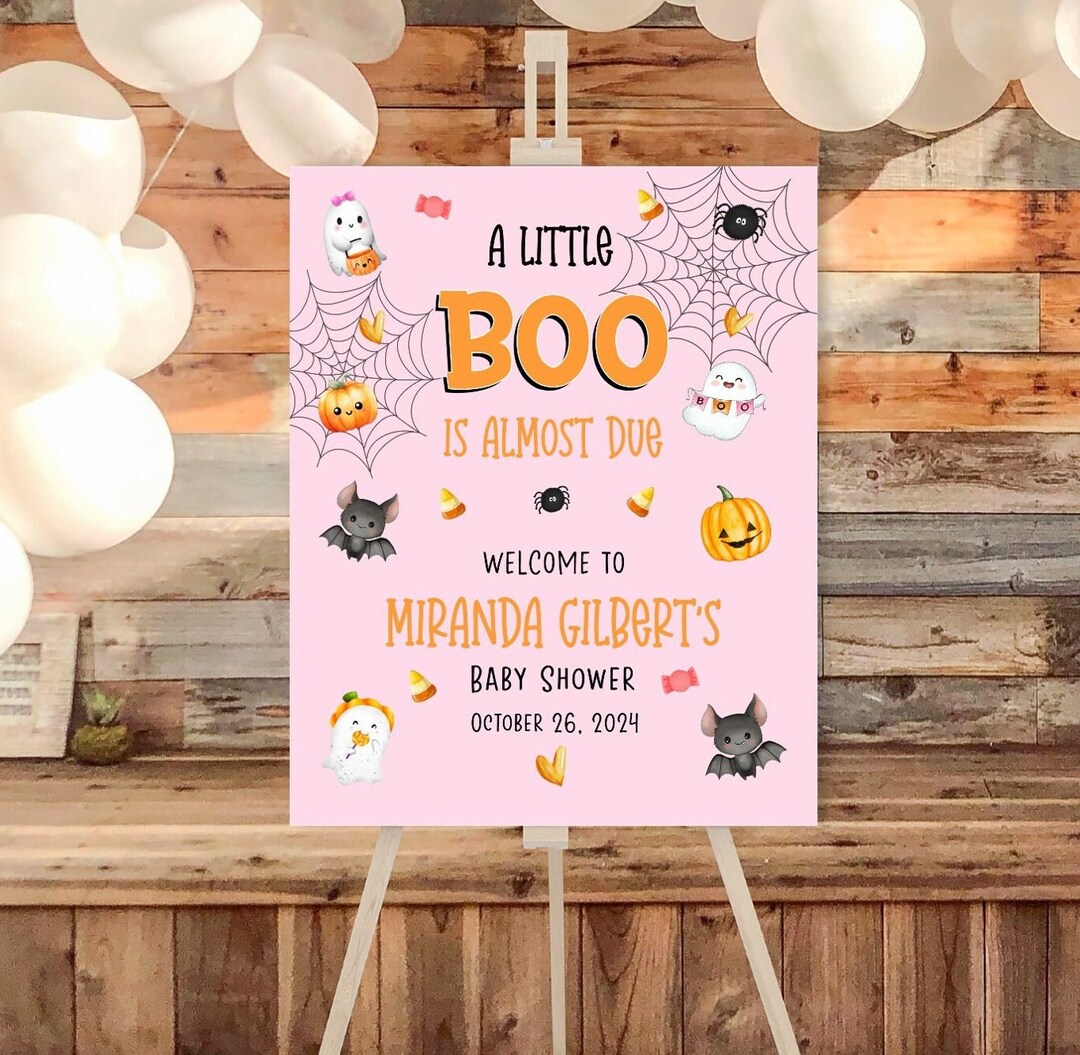 A Little Boo Baby Shower Ghost Party Welcome Sign Printable 7 Sizes ...