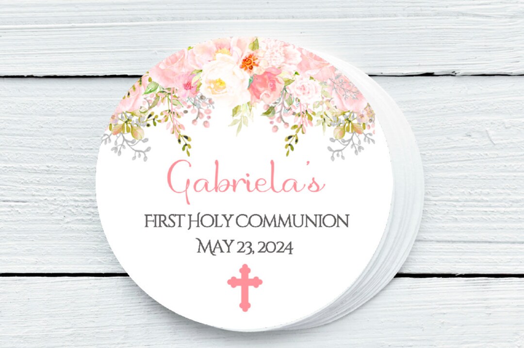 Personalized Round First Communion or Baptism Party Favor Stickers ...