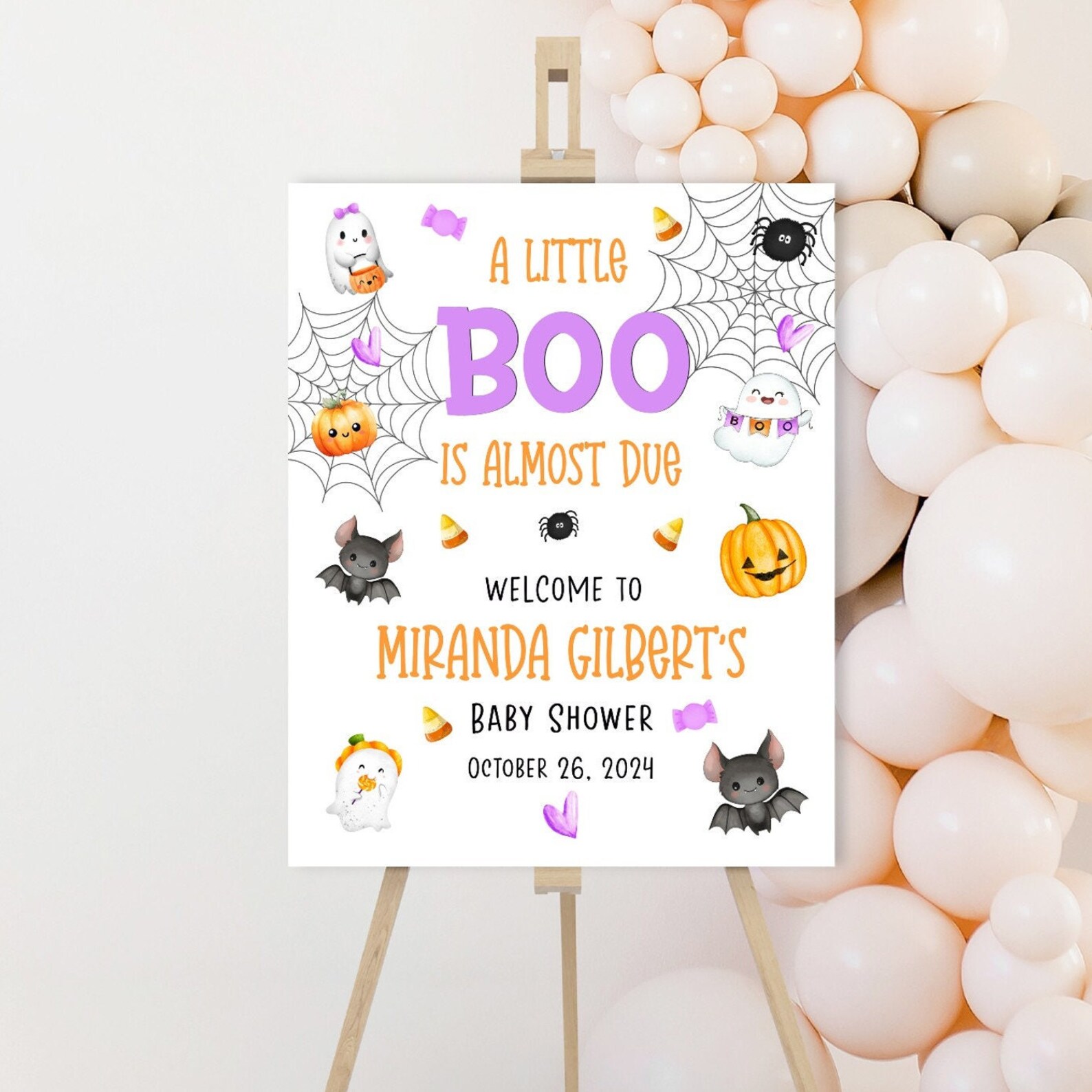 A Little Boo Baby Shower Ghost Party Welcome Sign Printable - 7 Sizes ...