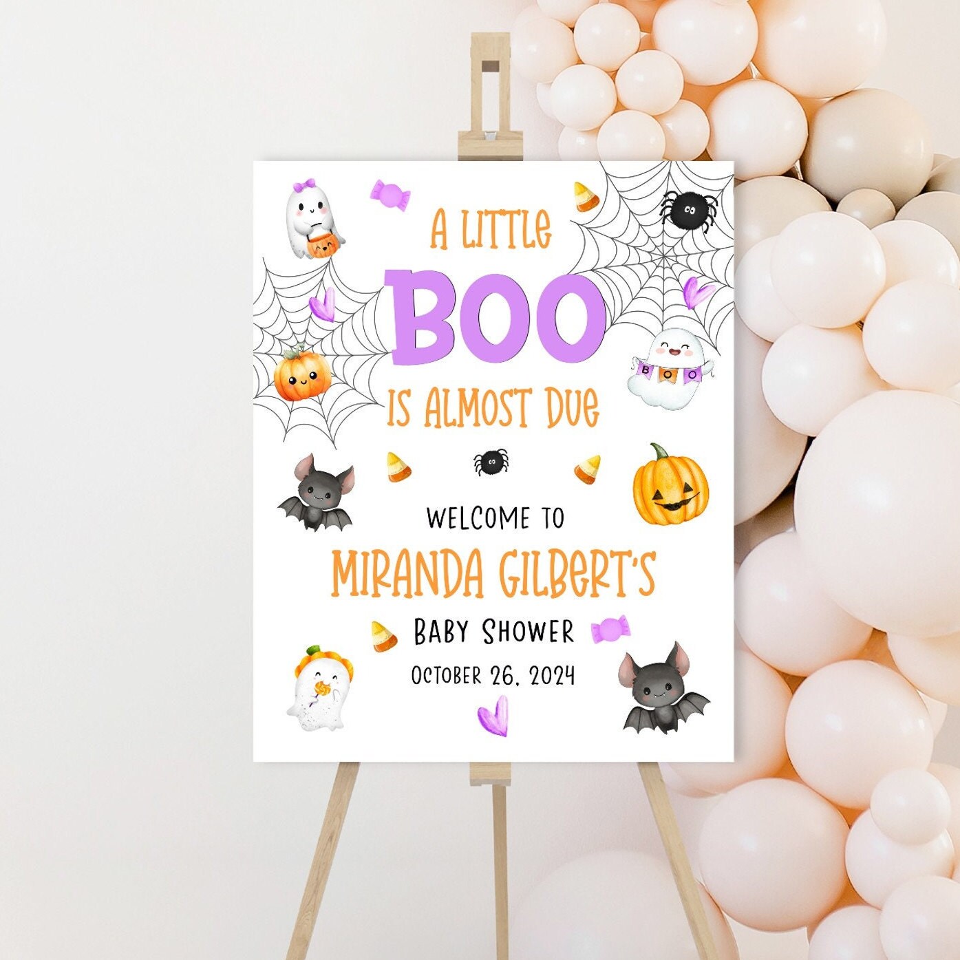 A Little Boo Baby Shower Ghost Party Welcome Sign Printable - 7 Sizes ...