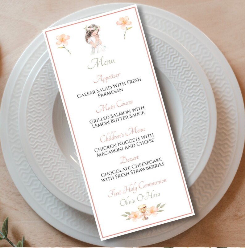 First Communion Editable Menu Printable - First Communion Party - You ...