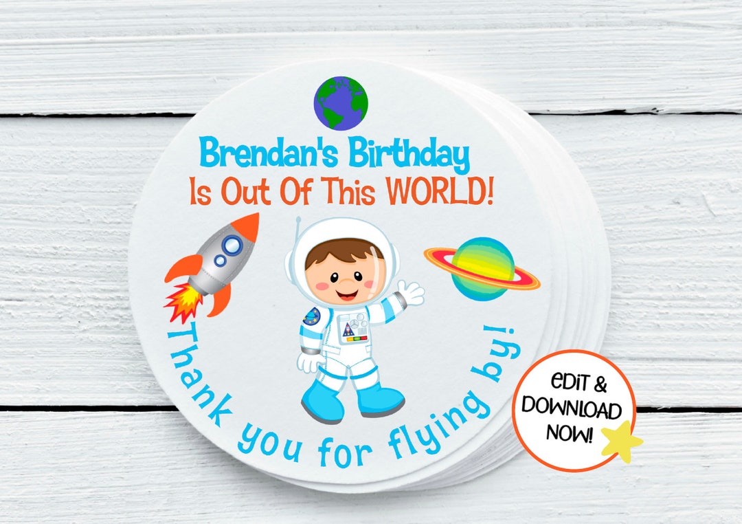 Astronaut Outer Space Party Favor Label & Tags Printables - You Print ...